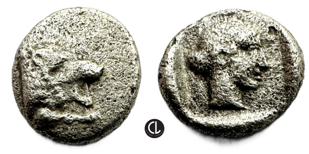 Caria, Knidos, Circa 411-405/4, AR Obol, Lion / Aphrodite - RRR - Coins ...